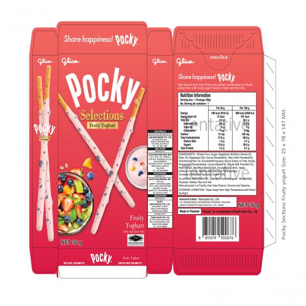 POCKY SELECTIONS FRUITY YOGHURT WITH REAL FRUIT BITS (BISCUIT STICK ...